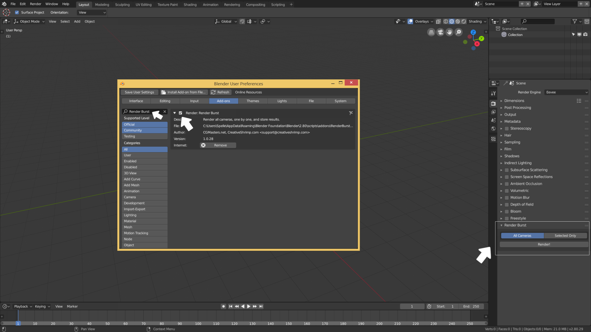 Render Burst - Free Batch Rendering Add-on for Blender 2.8 • Creative Shrimp